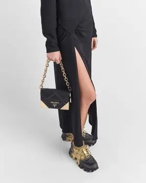 Prada Long Sleeve Cady Dress With Side Slit
