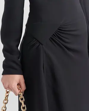 Prada Long Sleeve Cady Dress With Side Slit
