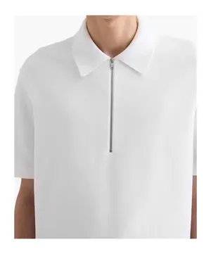 JIL SANDER Short Sleeve Knitted Polo Shirt - White
