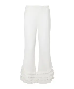 Posse Ruffled Hem Casual Pants - White