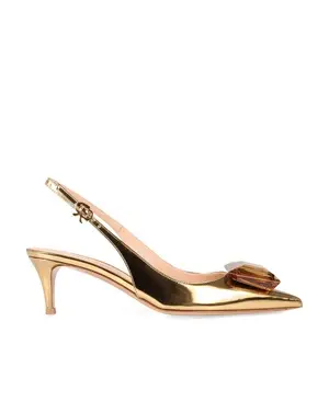 GIANVITO ROSSI Jaipur Slingback Pumps With Embellished Upper - Nude