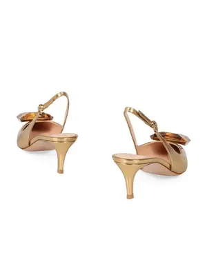 GIANVITO ROSSI Jaipur Slingback Pumps With Embellished Upper - Nude