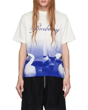 Burberry Swan Print Cotton T-shirt