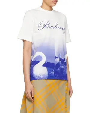 Burberry Swan Print Cotton T-shirt
