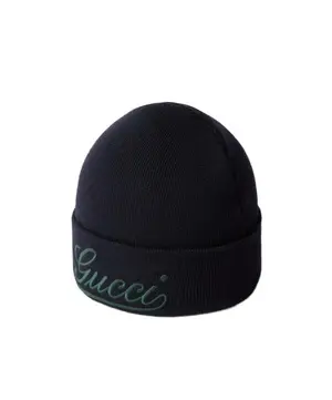 Gucci Logo Embroidered Beanie - Navy