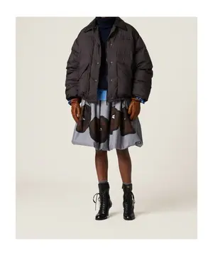 Miu Miu Technical Pongé Cropped Down Jacket - Black