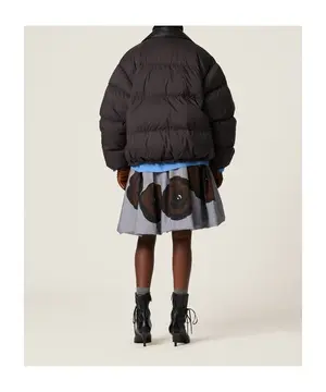 Miu Miu Technical Pongé Cropped Down Jacket - Black