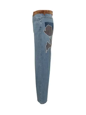 Marni Floral Patch Straight Leg Jeans