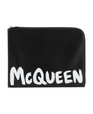 Alexander McQueen Logo Printed Zip Around Wallet - Black