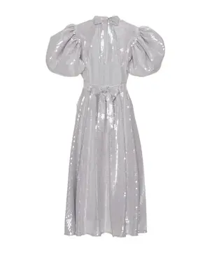 ROTATE BY BIRGER CHRISTENSEN Sequined Bubble Sleeve Dress - Light Gray