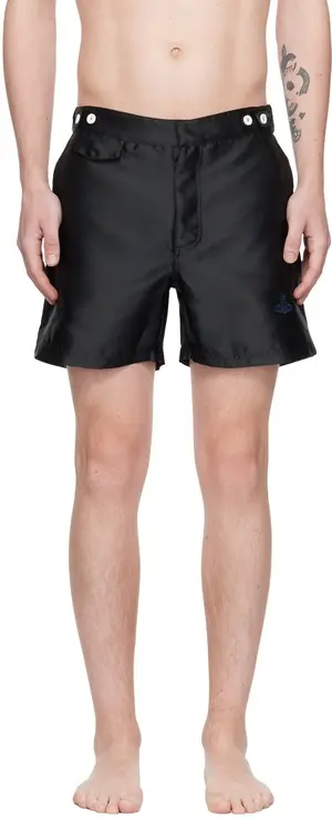 VIVIENNE WESTWOOD Orb-embroidered Mid-rise Bermuda Shorts - Black