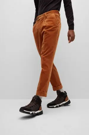 Hugo Boss Logo Corduroy Pleated Pants