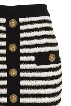 Balmain Buttoned Knit High-waisted Skirt