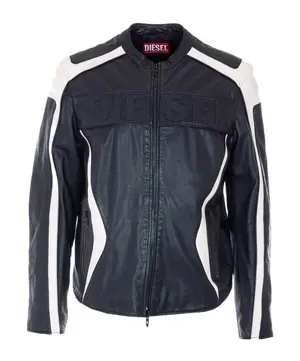 DIESEL® Zip-up Leather Jacket - Black