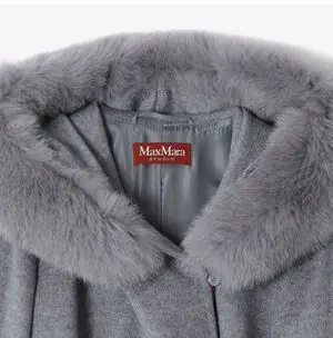 Max Mara Hooded Coat With Fur Trim - Gray
