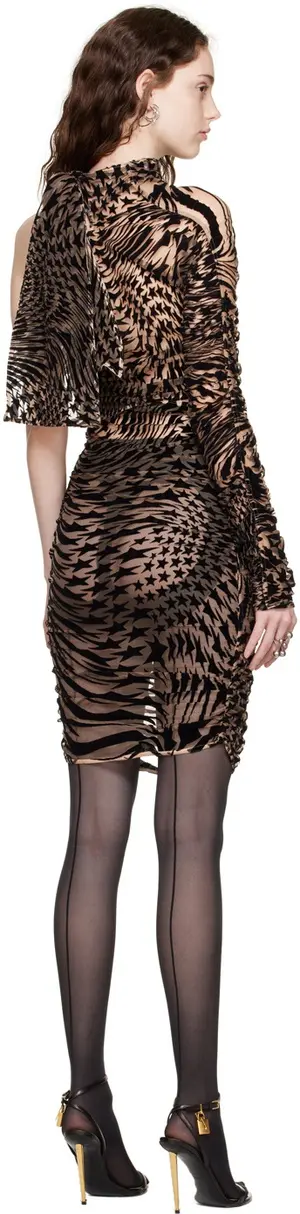 MUGLER Star Mesh Asymmetric Minidress - Black