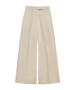 ANINE BING Lou Wide Leg Trousers - Beige