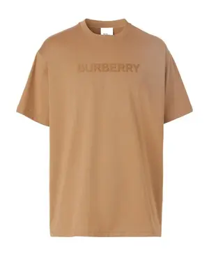 Burberry Logo Printed Crewneck T-shirt - Brown
