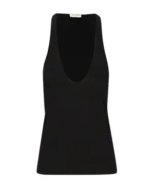 Saint Laurent U-neck Sleeveless Tank Top - Black