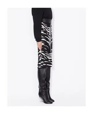 Alaïa Zebra-jacquard Cut-out Detailed Midi Skirt - Black