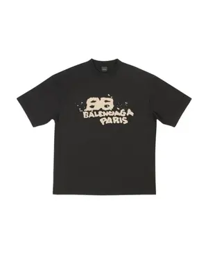 Balenciaga Hand-drawn Bb Icon T-shirt Medium Fit - Black