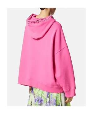 Versace Logo Printed Embellished Hoodie - Pink