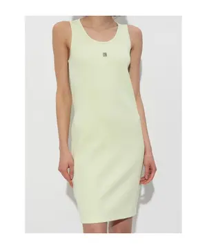 Givenchy 4g Plaque Ribbed Knit Tank Dress - White