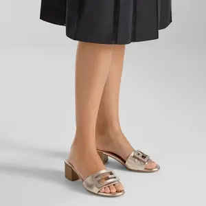 Fendi Ff Baguette Block Heel Sandals