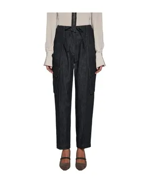 Brunello Cucinelli Straight Leg Denim Cargo Pants With Drawstring Waist