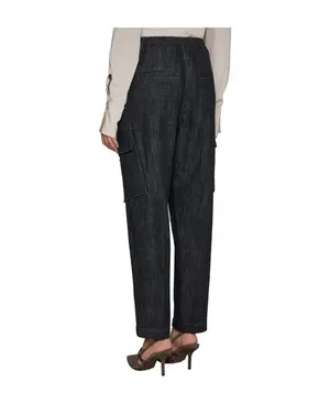 Brunello Cucinelli Straight Leg Denim Cargo Pants With Drawstring Waist
