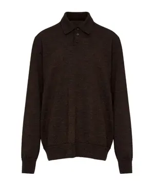 MAISON MARGIELA Elbow-patch Wool Polo Shirt - Brown