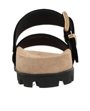 Miu Miu Suede Buckle Sandals - Black