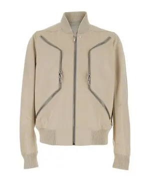 Rick Owens Long-sleeved Casual Jacket With Zipper Closure - Beige