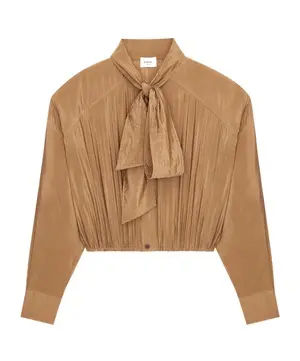 SAINT LAURENT Saint Laurent Tie-Neck Cropped Blouse