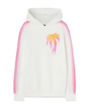 Palm Angels Sprayed Palm Printed Hoodie - White