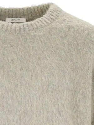 LEMAIRE Crew Neck Brushed-effect Jumper - Gray