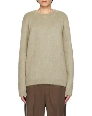 LEMAIRE Crew Neck Brushed-effect Jumper - Gray