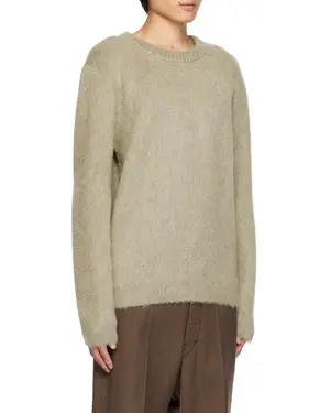 LEMAIRE Crew Neck Brushed-effect Jumper - Gray