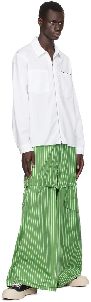 Marni Logo Printed Long-sleeved Zipped Shirt - White