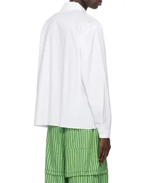 Marni Logo Printed Long-sleeved Zipped Shirt - White