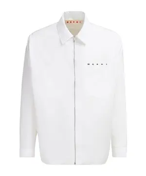 Marni Logo Printed Long-sleeved Zipped Shirt - White