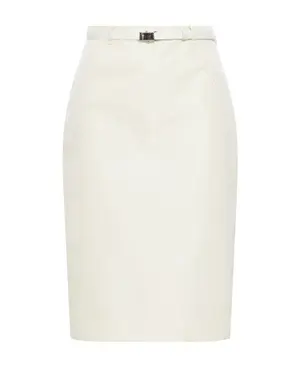 Prada High-waist Logo Buckle Straight Faille Skirt