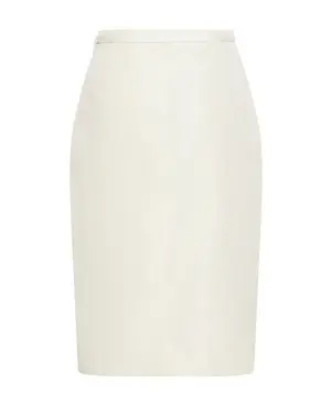 Prada High-waist Logo Buckle Straight Faille Skirt