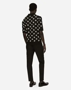 Dolce & Gabbana Logo Embroidered Straight Leg Trousers - Black