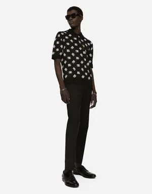 Dolce & Gabbana Logo Embroidered Straight Leg Trousers - Black