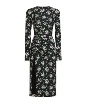 Dolce & Gabbana Ruched Floral Print Midi Dress - Black