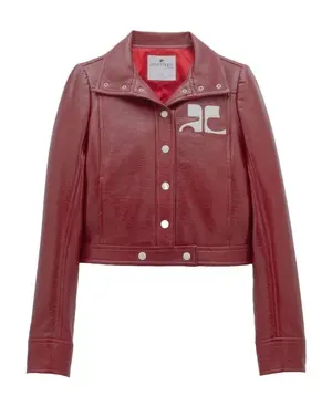 COURREGES Cropped Vinyl Jacket With Applique - Red