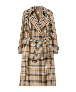 Burberry Vintage Check-printed Belted Trench Coat - Nude