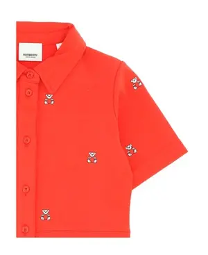 Burberry Monogram Teddy Embroidered Shirt Dress