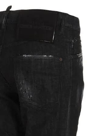 Dsquared2 Distressed Tapered Slim-fit Jeans - Black